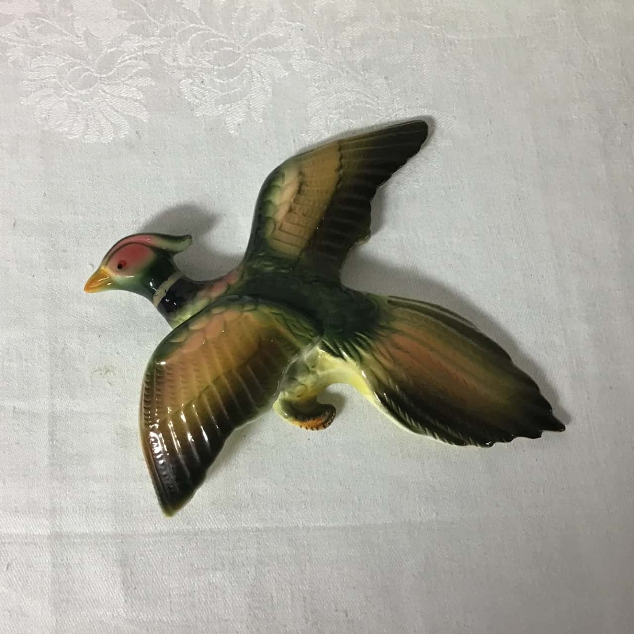 Vintage Set of 3 Multicoloured Ceramic Flying Pheasant Wall Plaques(s)