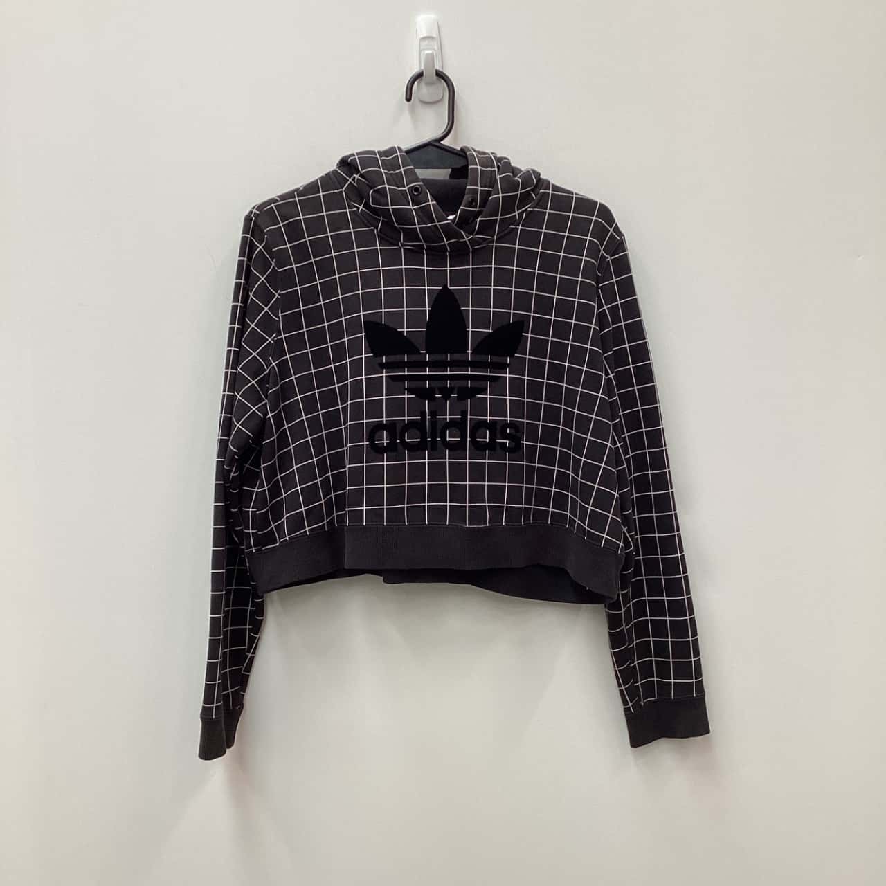 Adidas Womens Size 14 Cropped Hoodie Black (s)