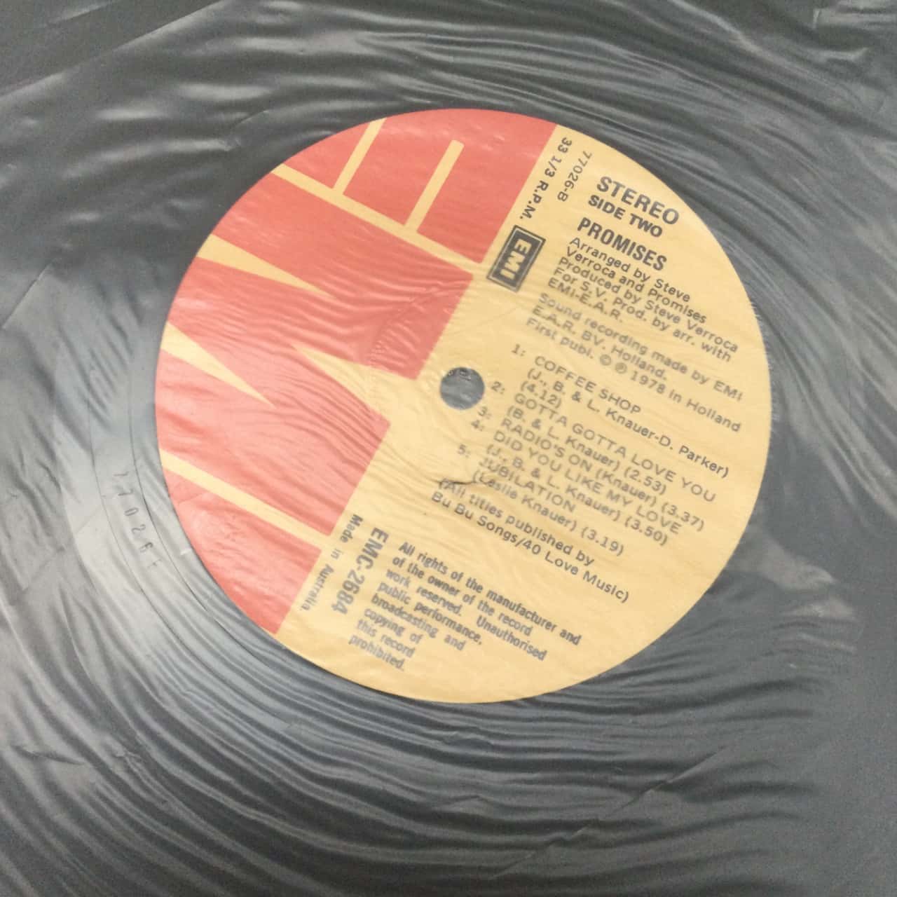 Promises Vinyl LP Record. Vintage 1978 EMI Records(s)