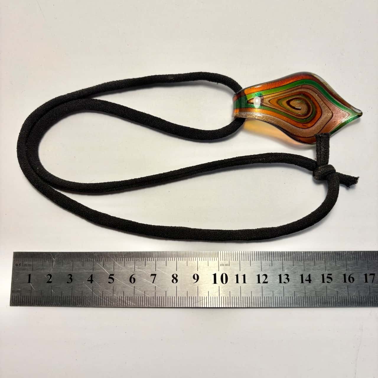 Teardrop Lampwork Glass Swirl Pendant Necklace