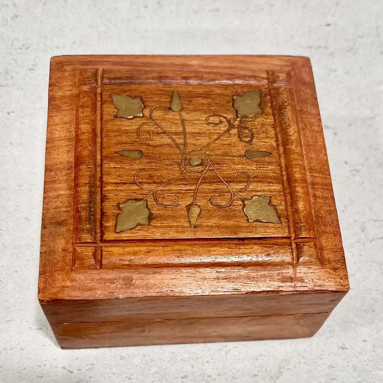 Wooden Trinket Box with Gold Leaf Inlay