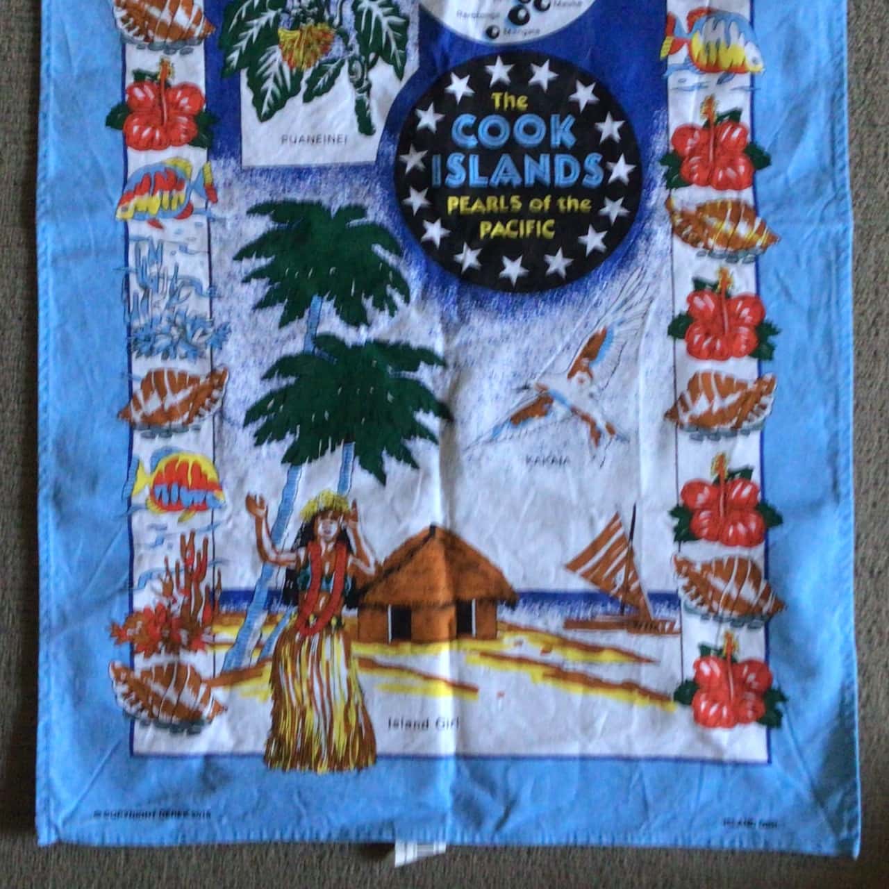 Vintage Cook Islands Tea Towel 72 cm x 49 cm(s)
