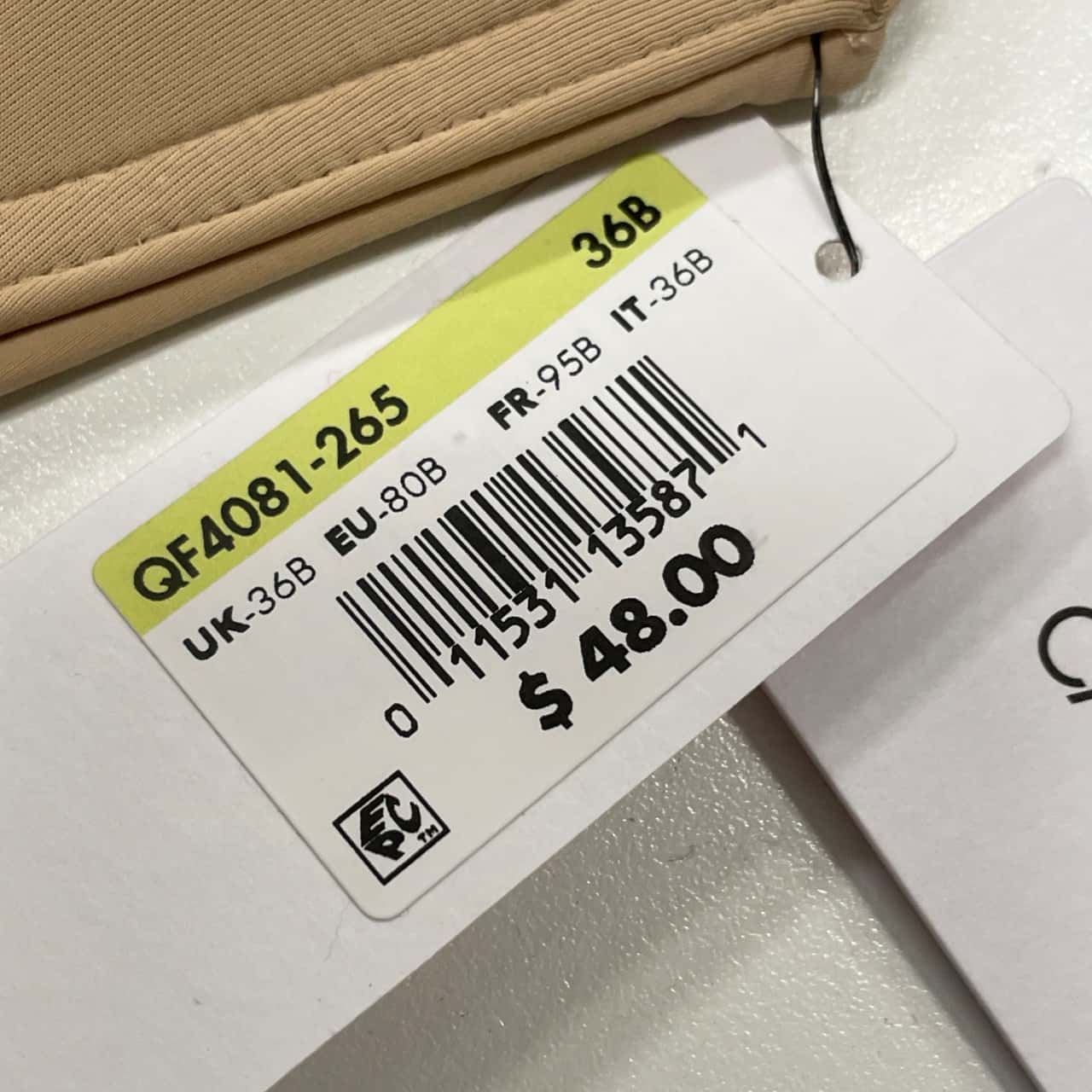 Calvin Klein Demi-buste Size 36B Bra Brown