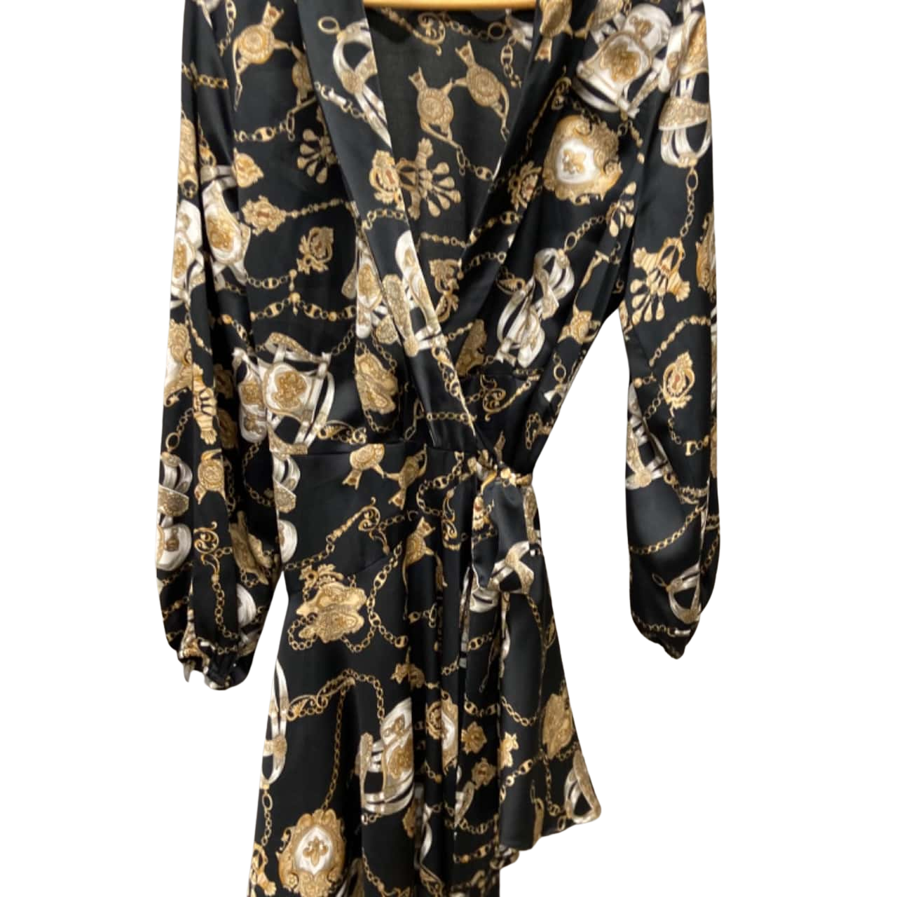 Spicy Sugar Womens Size 16 Mini Dress / Wrap Dress Black / Gold ...