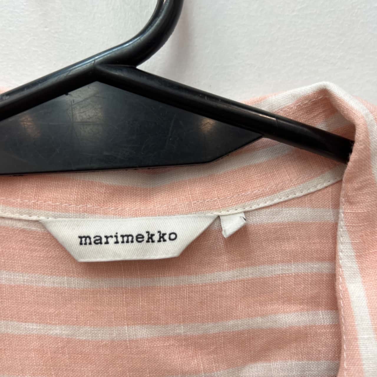 Marimekko Size L Striped Linen Shirt Dress (s)