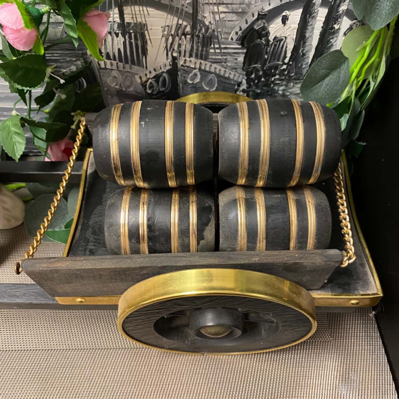 Vintage Melba Ware ceramic Clydesdale Shire hires with wooden cart ...