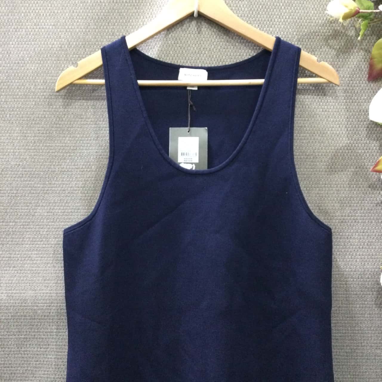 Witchery Womens long Singlet Top/Tunic, Size XL, Ink Blue (RRP $129.95)(s)