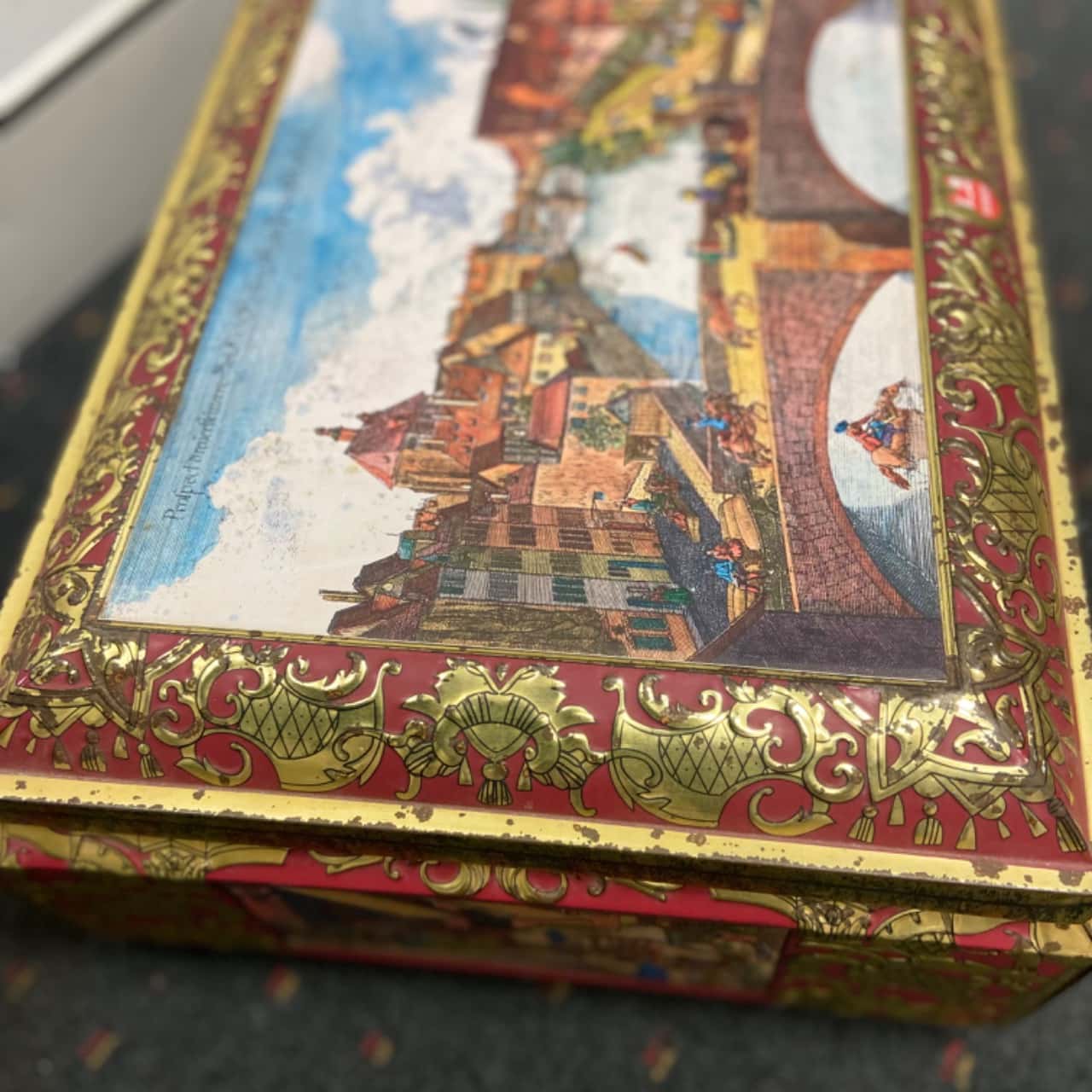 Large vintage brightly coloured metal tin (s)