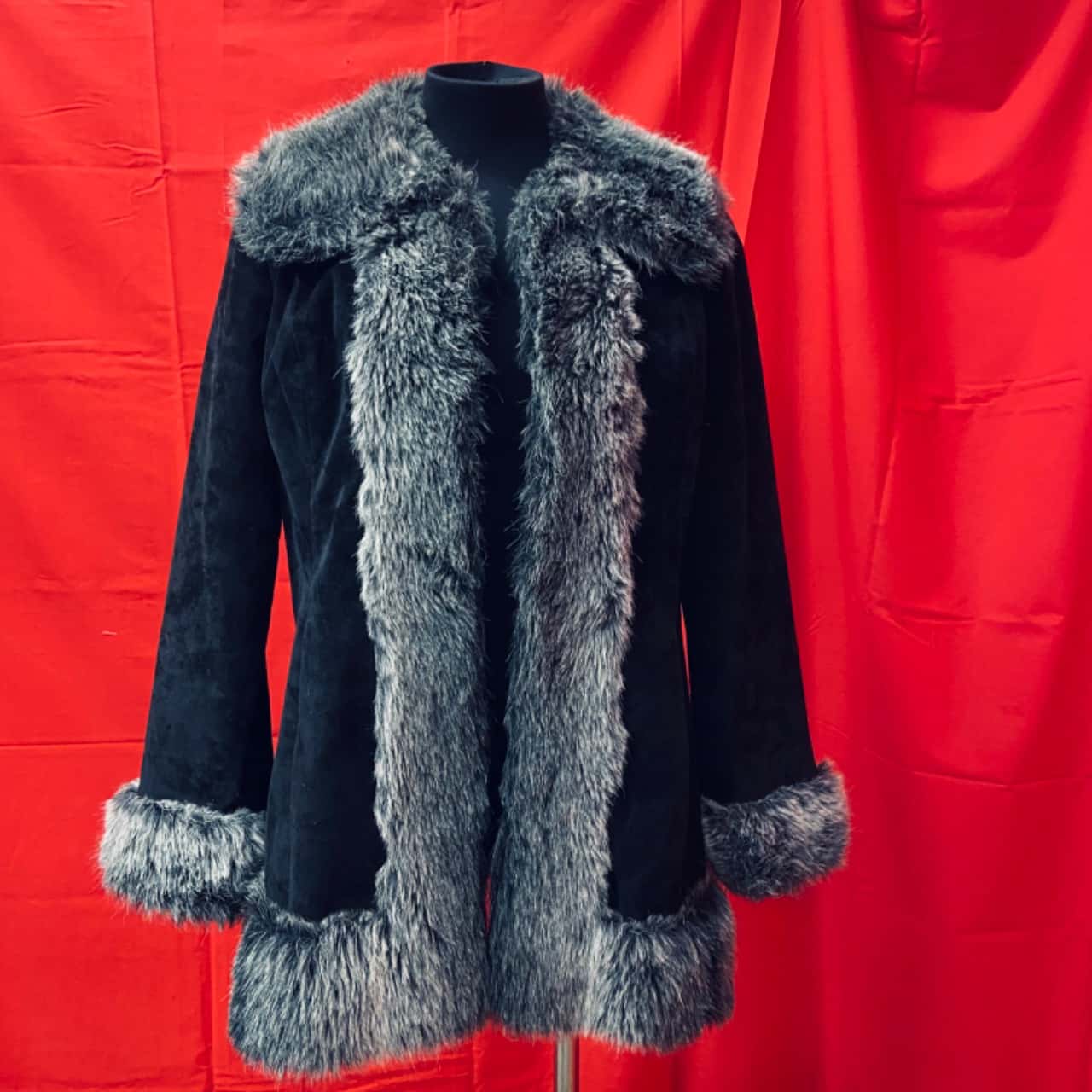 Junior Look Womens Size 10 Vintage Boho Winter Coat Black with Orlon ...