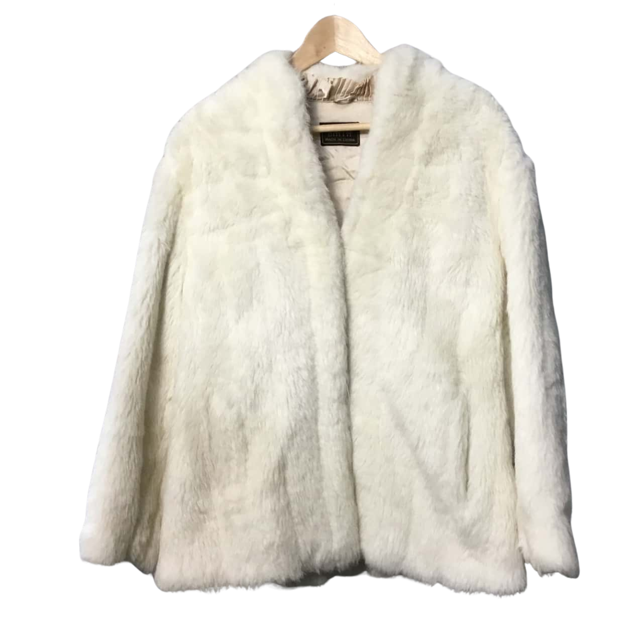 Womens Mata Size S Off White Faux Fur Jacket