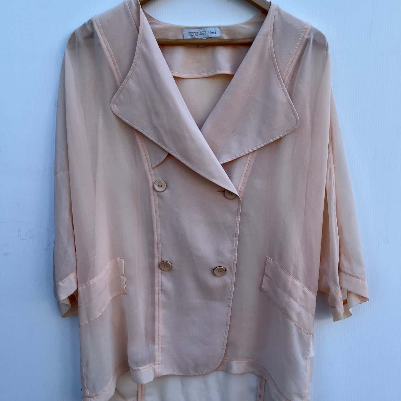 Forever New Womens 3/4 Sleeve Sheer Peach Top(s)