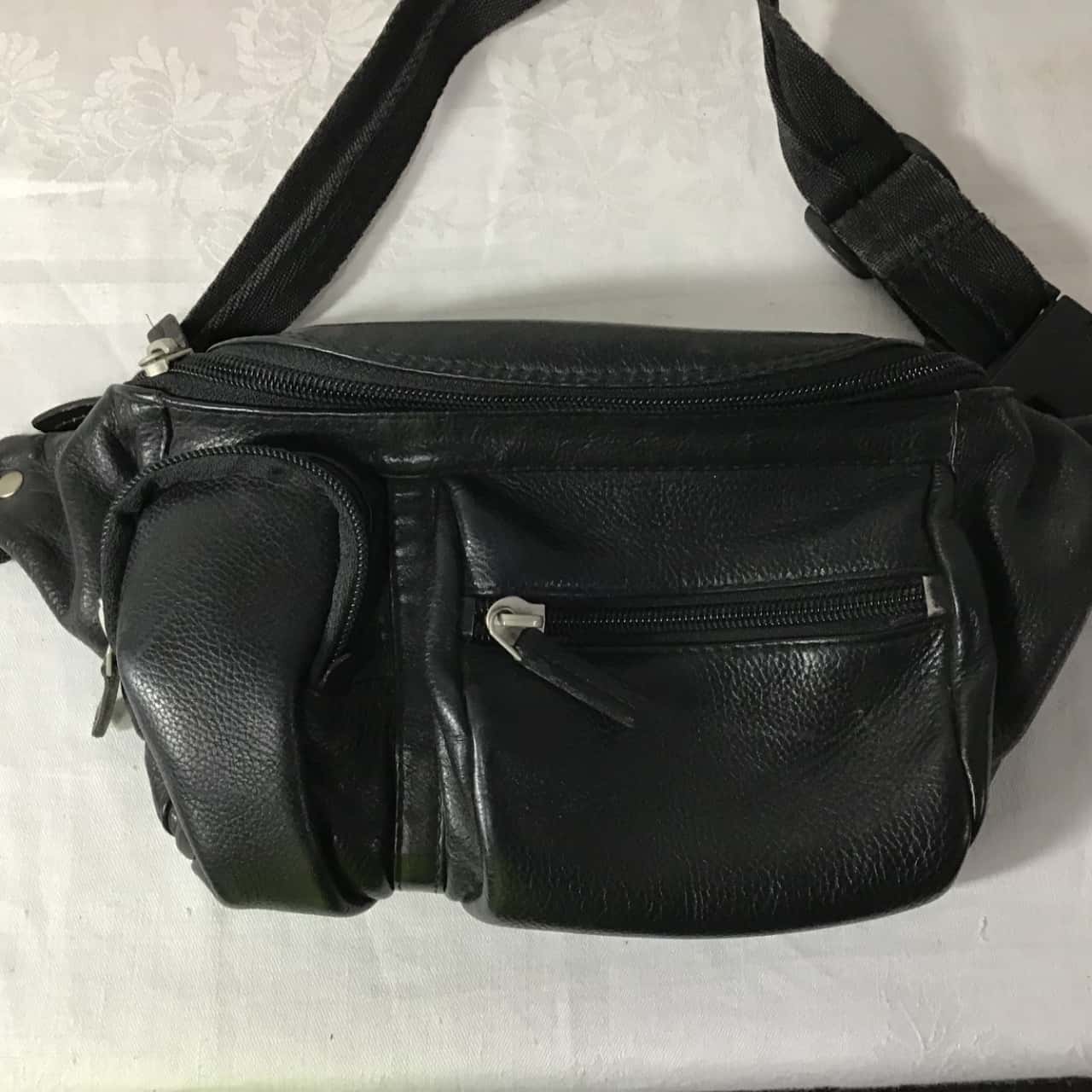 Mens Black Leather Bum Bag
