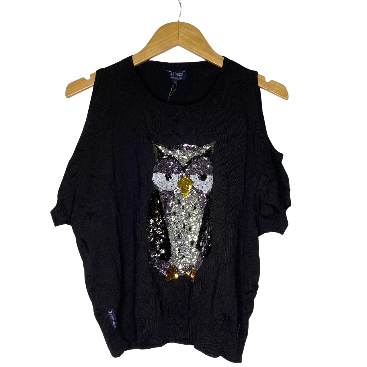 Armani Jeans Womens Size 38 Short Sleeve Top Animal print / Black ...