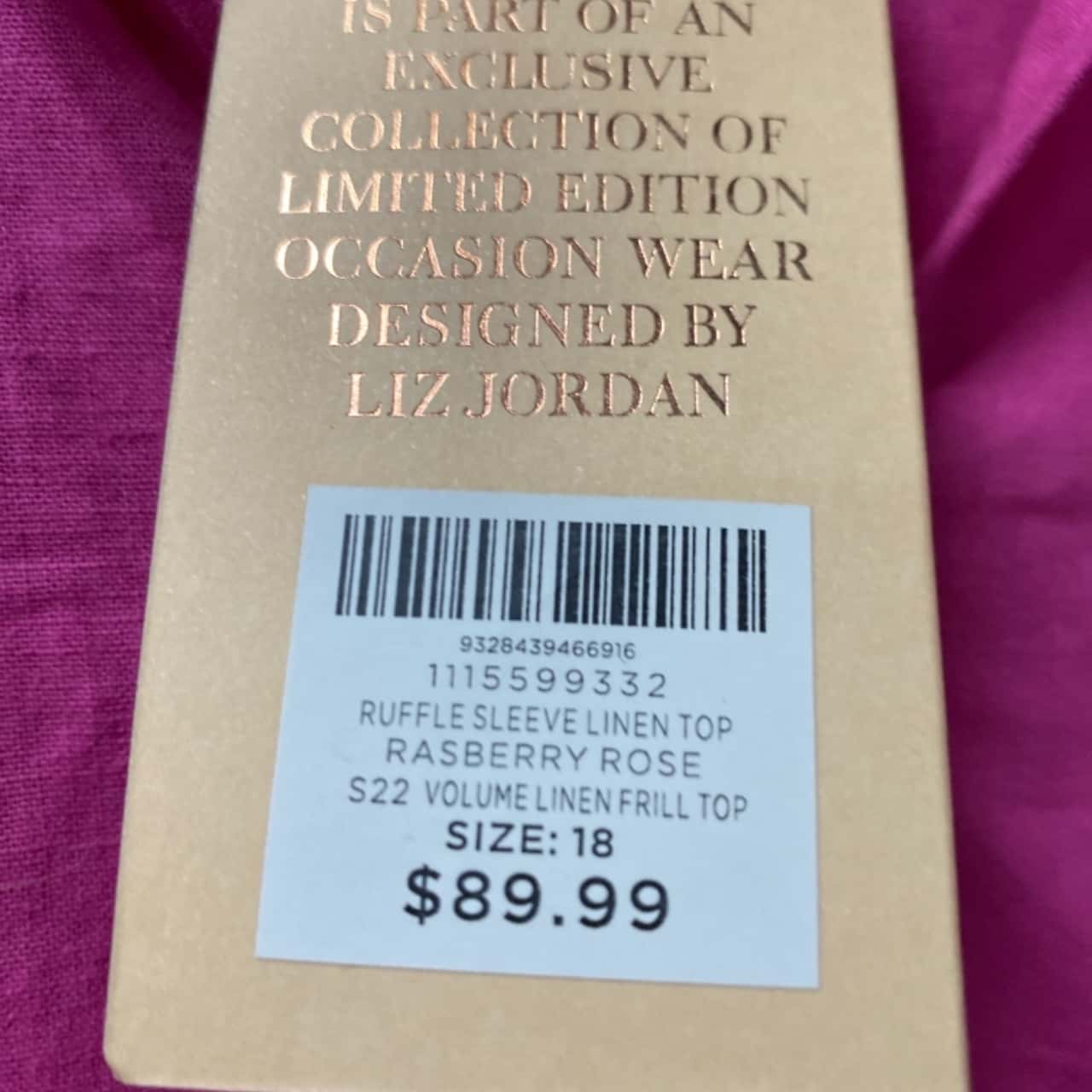 Liz Jordan Size 18 Pink linen blend top new (s)