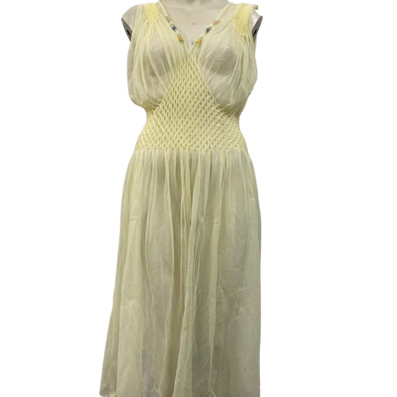 Vintage Womens Size 10 / 12 Floral Dress / Midi Dress Yellow (s)