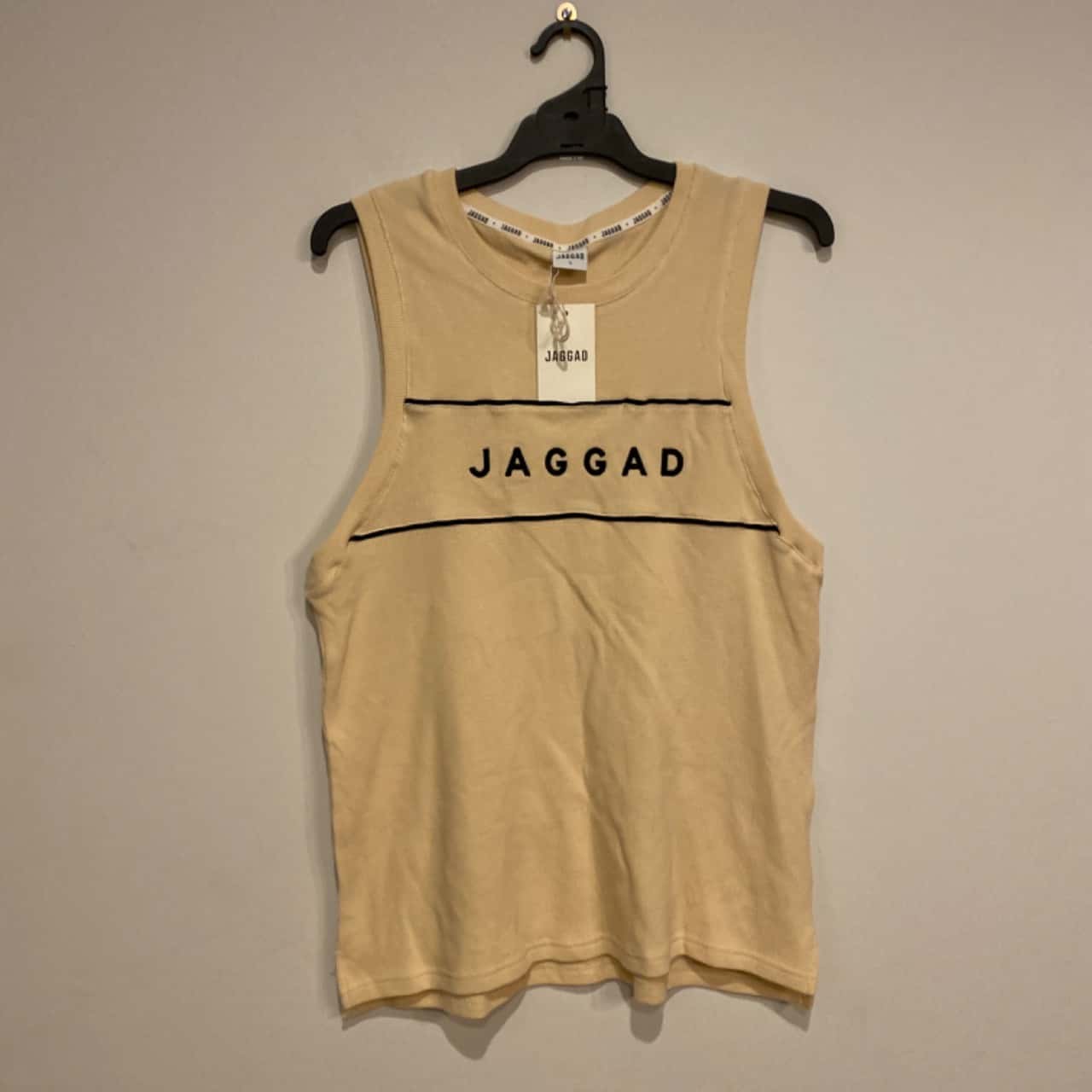 Jaggad Womens Size L Palms Waffle Tank Eggnog(s)