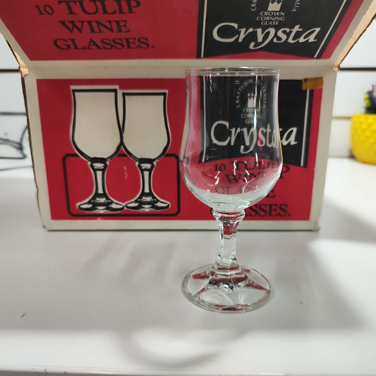 10x Crown Corning Glass Tulip Wine Glasses Vintage As New