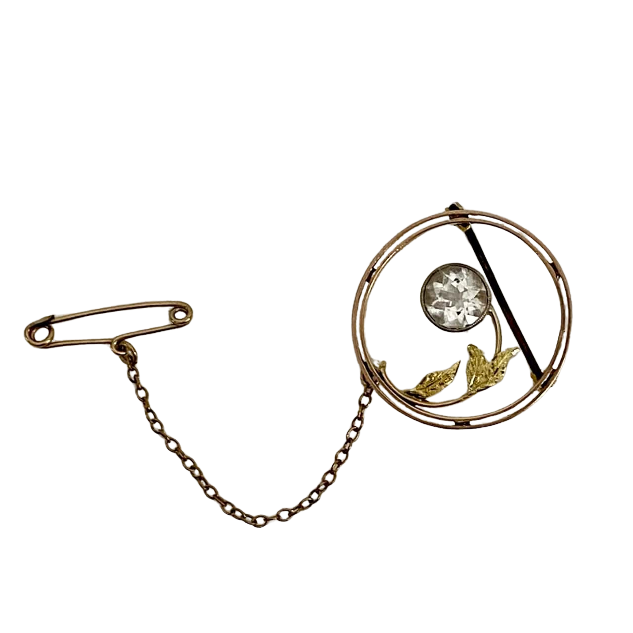 Vintage 9ct Gold Plated Brooch with Safety Chain(s)