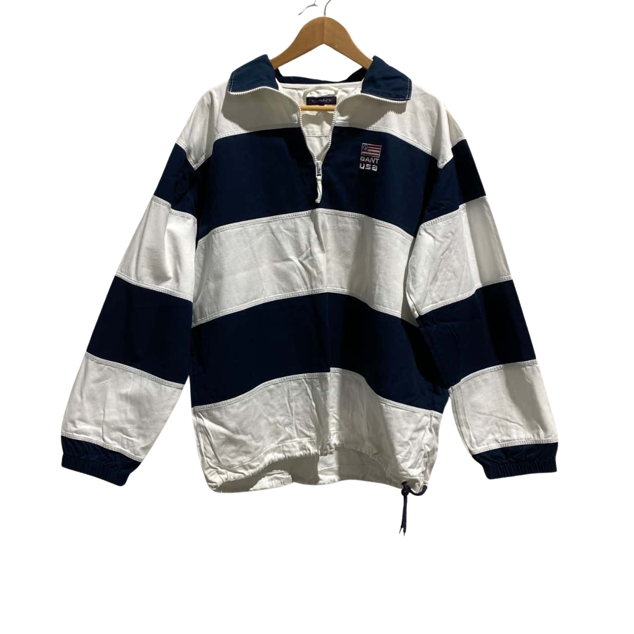 Gant Mens Size L Front Zipper Blue / Striped / White (s)