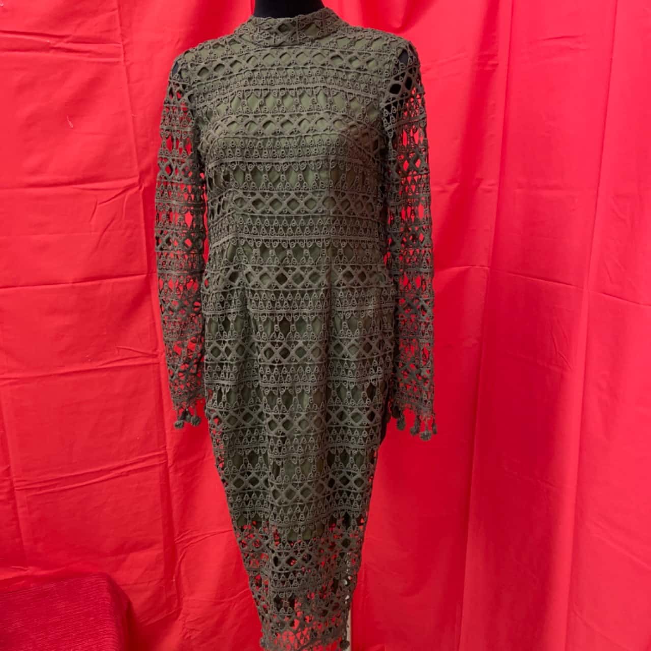 Mossman Green Lacy Mid Calf Length Womens Dress Size 6