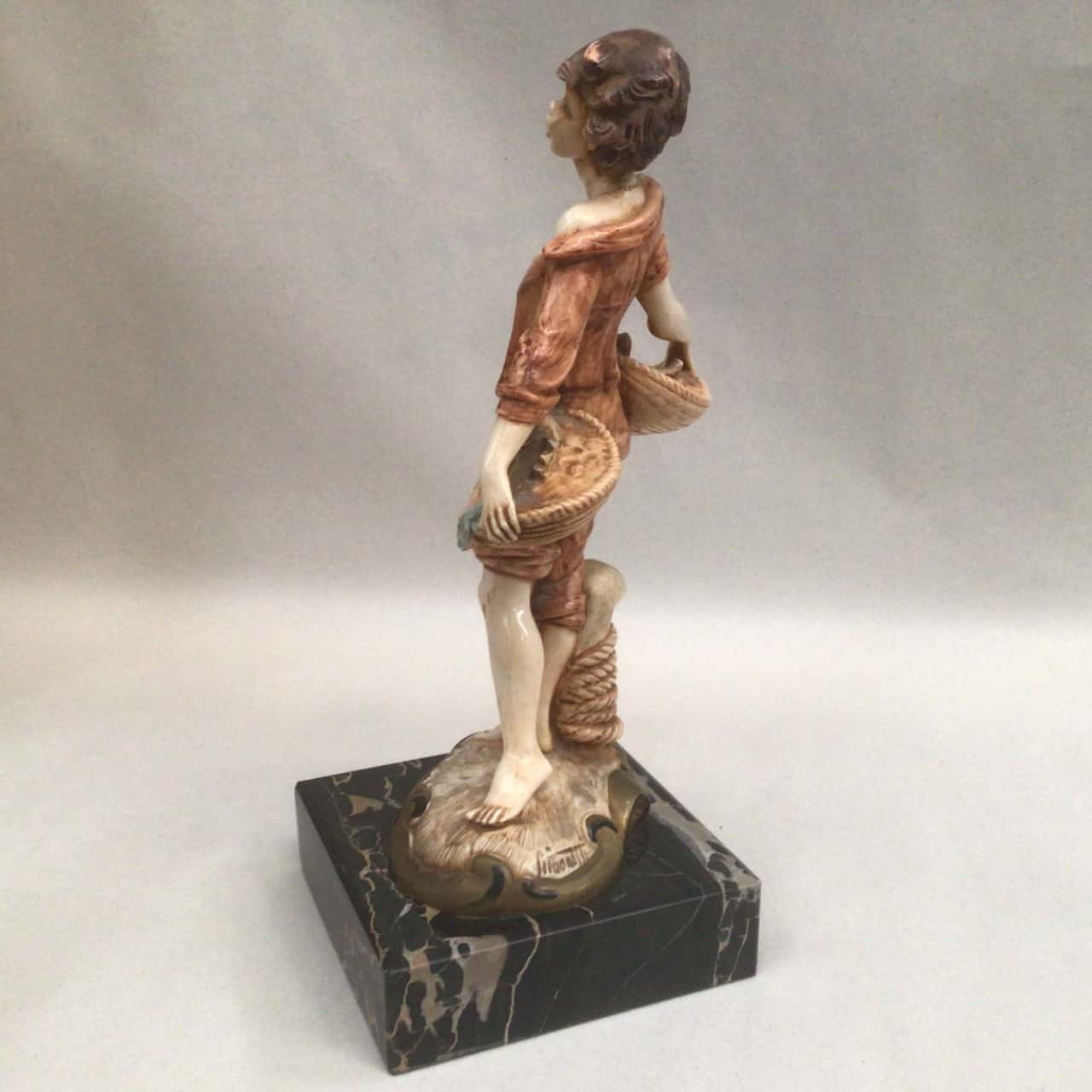 Vintage Simonetti Hand Painted Fontanini Fishing Boy Figurine on ...