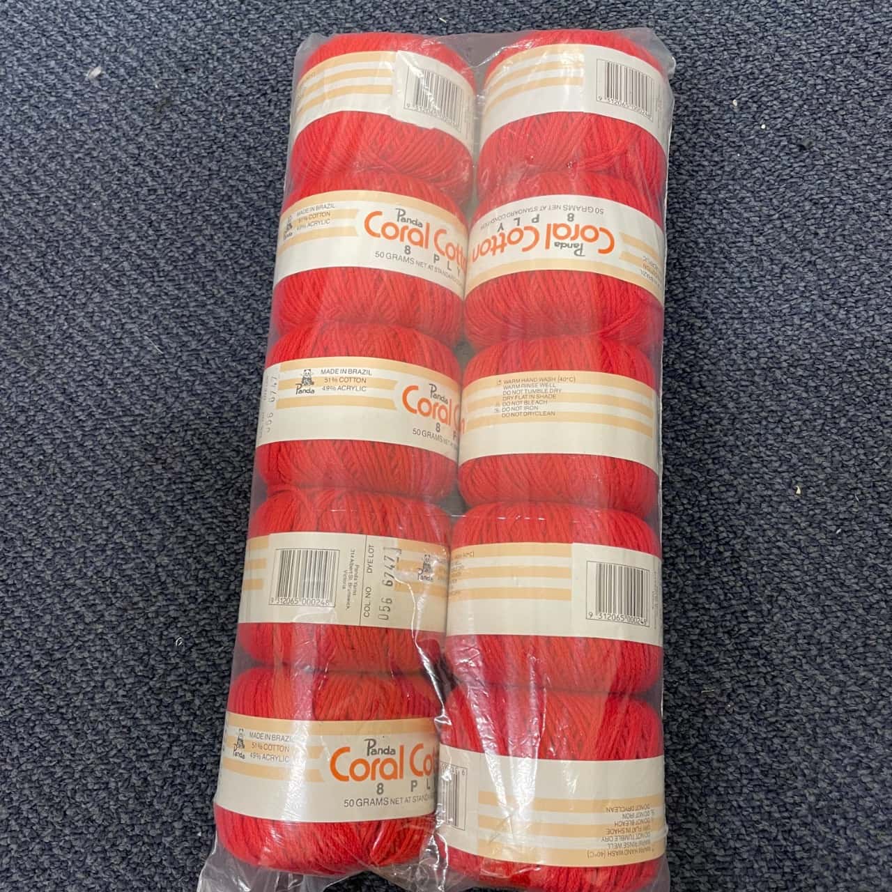 Panda: Coral Cotton Yarn. 10 balls in original wrappers