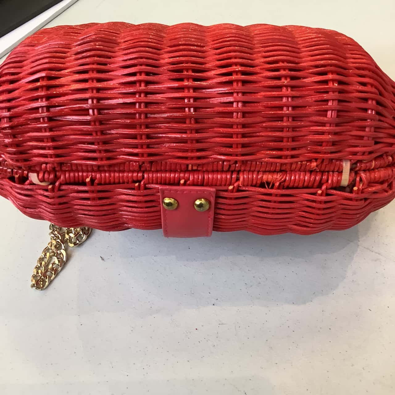 Kontessa Womens Wicker Handbag with Handle Red (s)