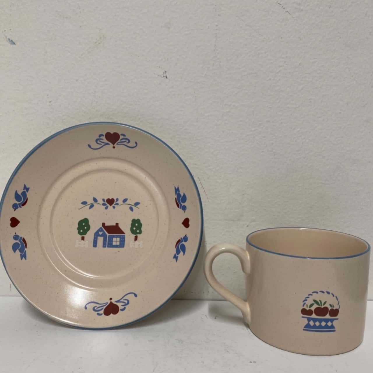 Set 4 cup and saucers stoneware Japanese