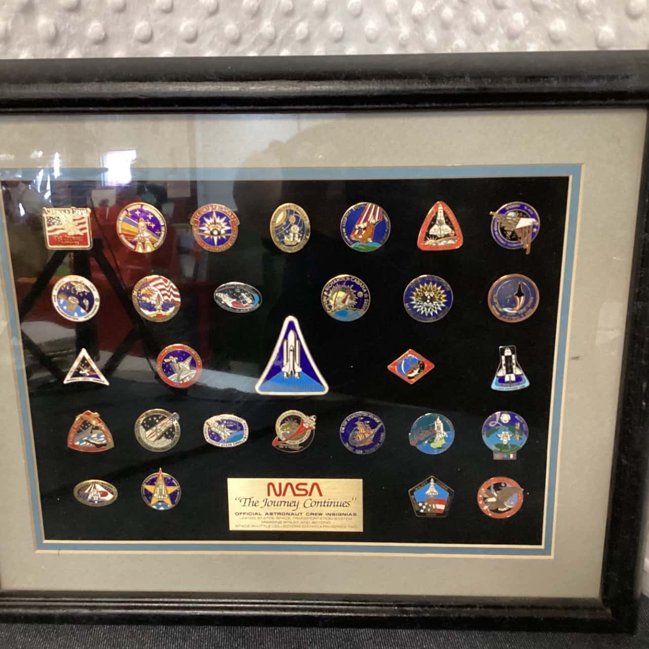 Framed Vintage NASA “The Journey Continues” Pin Set(s)
