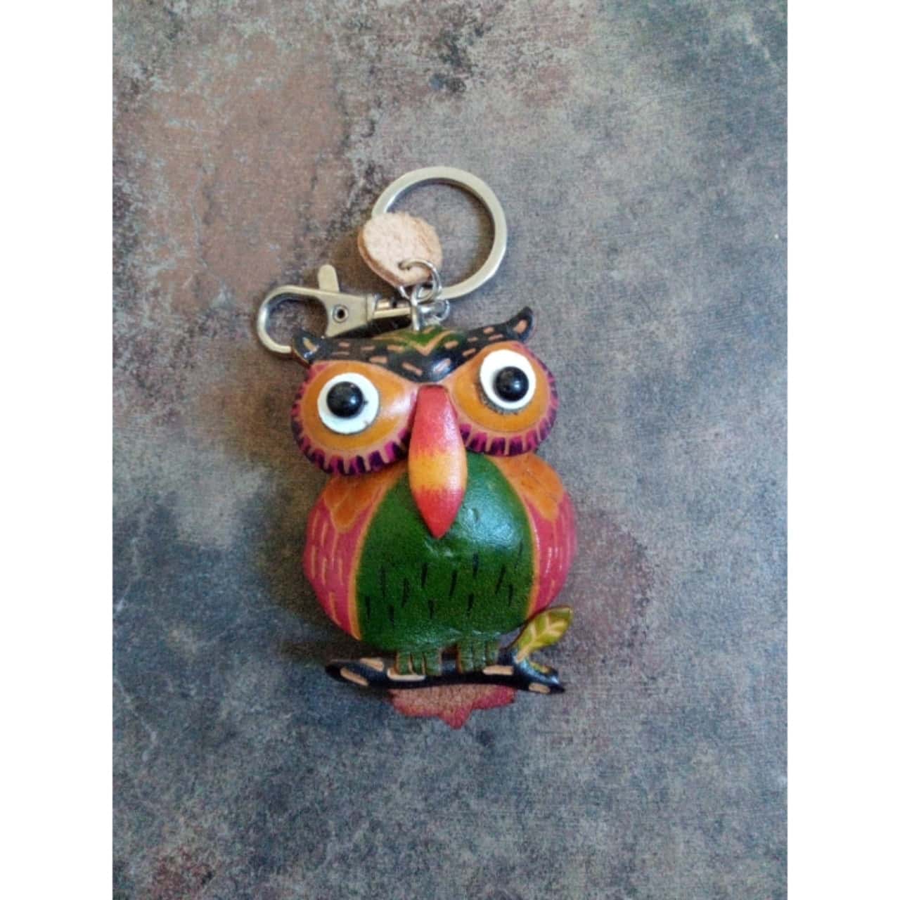 Leather Owl Keyring