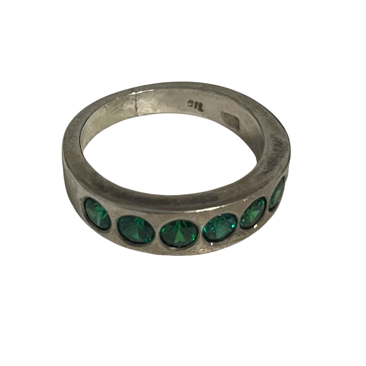 Womens Rings SIL Silver with Green Stones