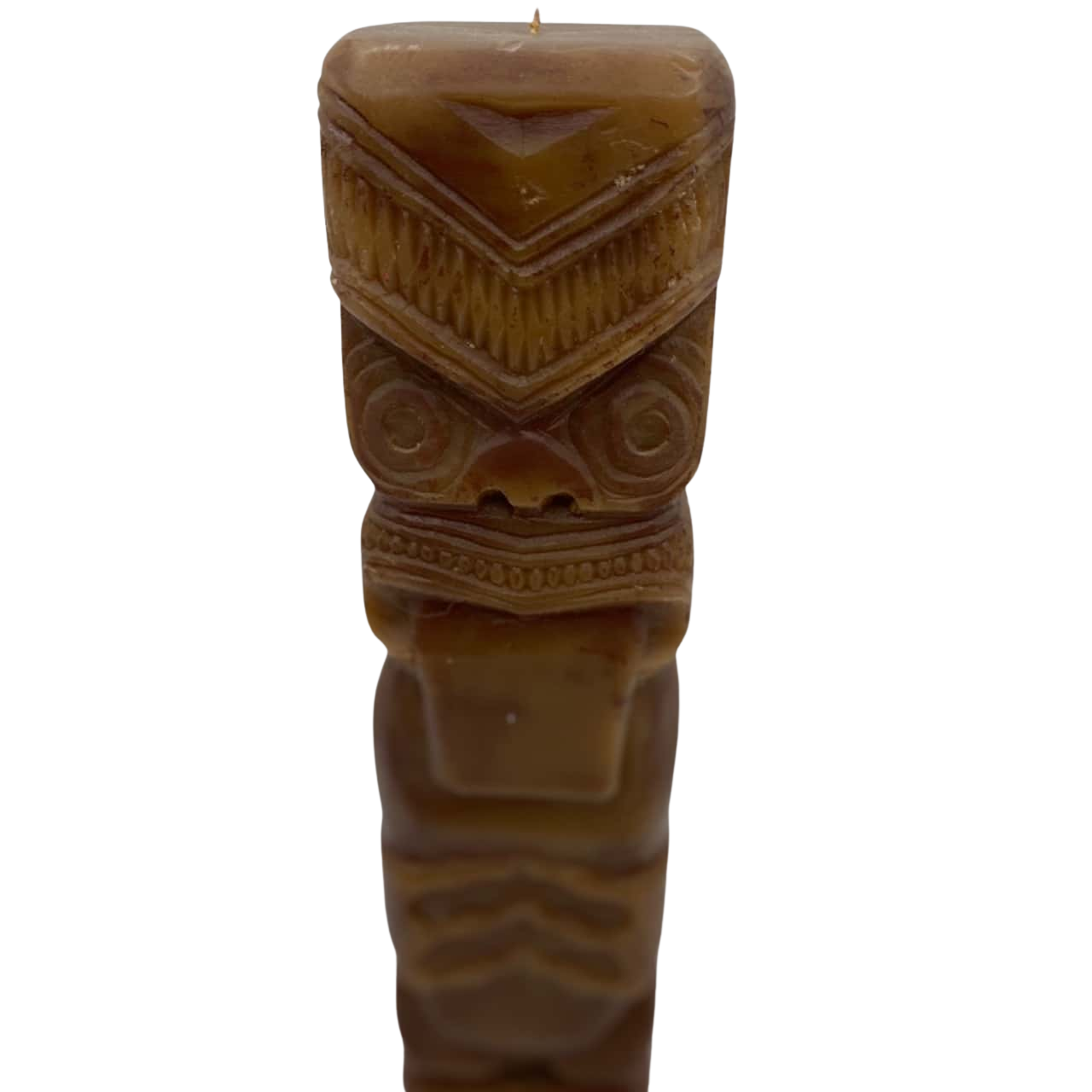 Large Vintage New Zealand Tiki Carved Candle 30 cm