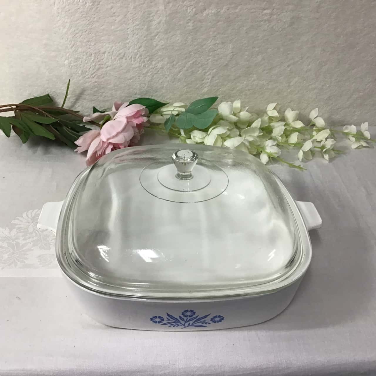 Vintage Corning Ware Blue Cornflower 11" Frying Pan with Glass Lid(s)