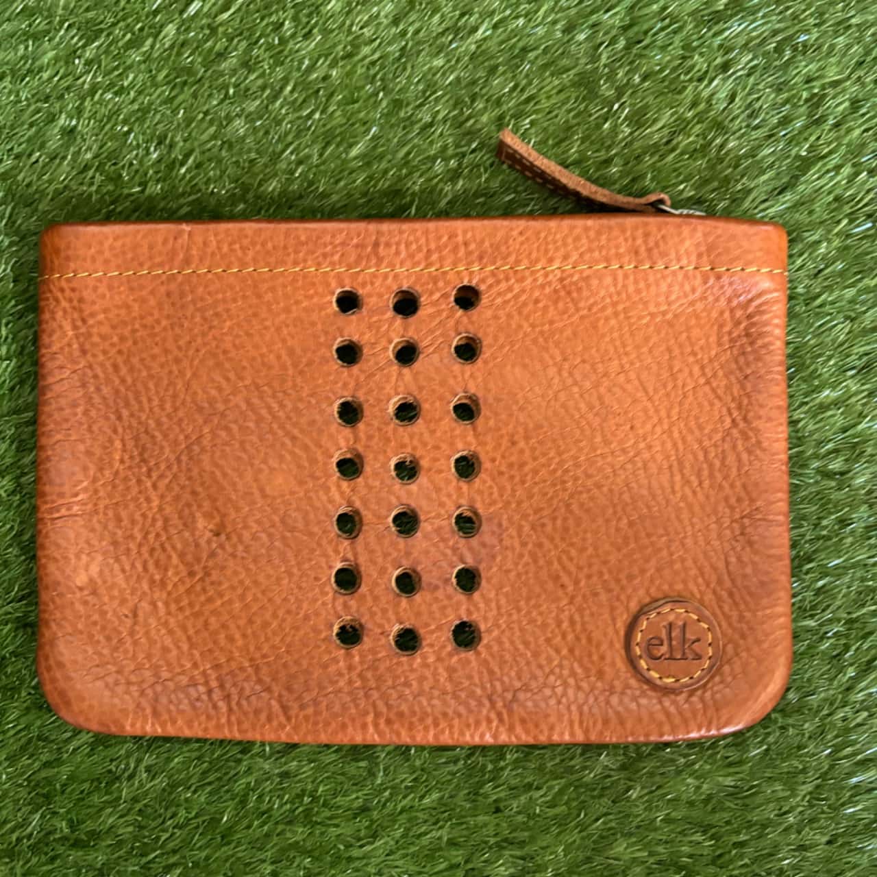 Elk Brown Leather Hole Cut-out Purse (s)