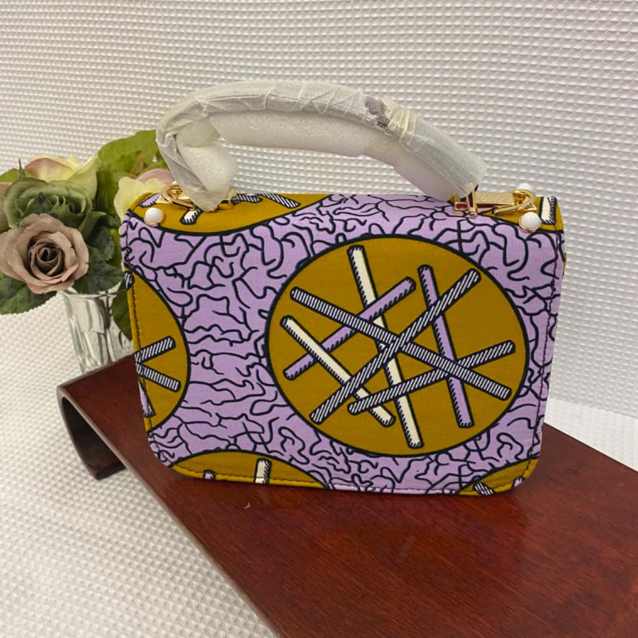 NKEOMA By Ivy & Livy Womens Handbag Black / Pattern / Purple / Yellow (s)