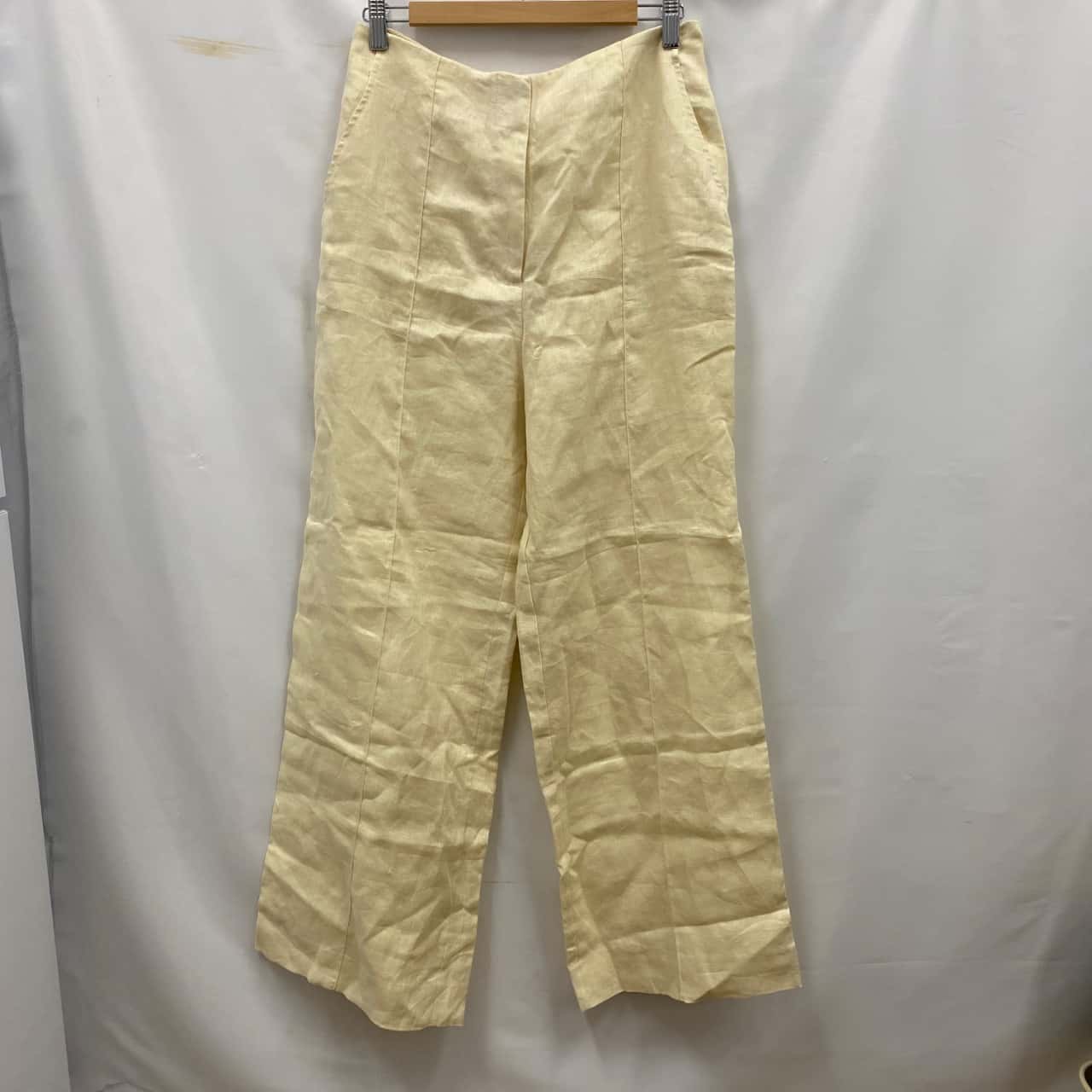 Forever New Women's Size 10 100% Linen Wide Leg Pants Light Yellow RRP ...