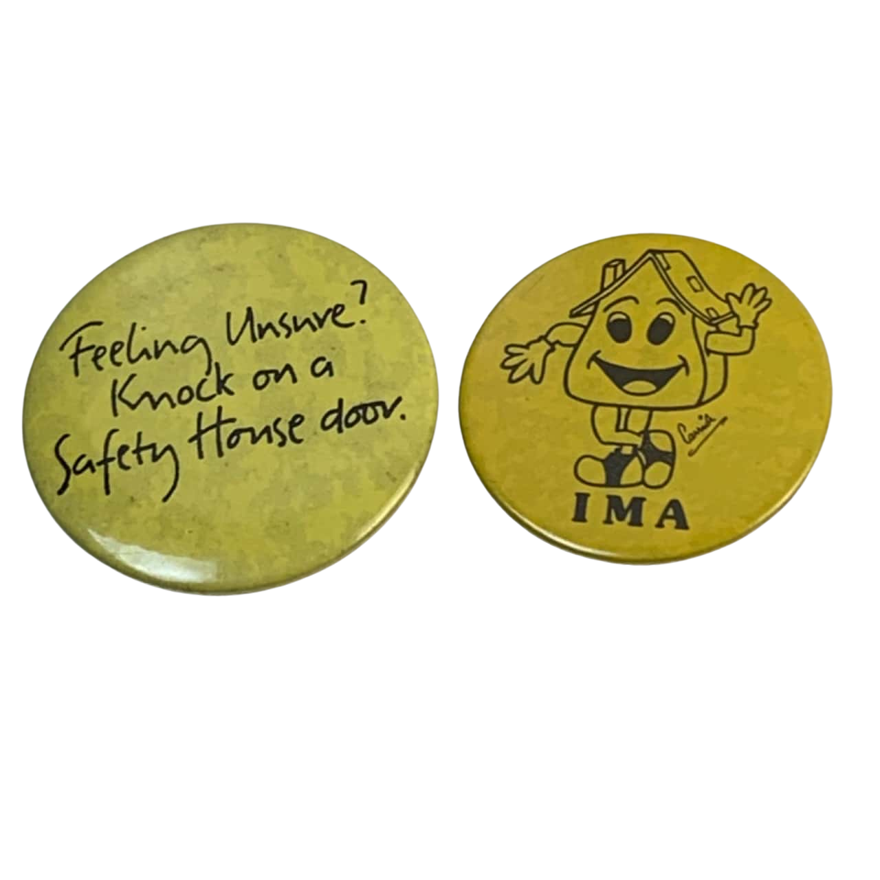 Vintage Set of 2 Safety House Badges