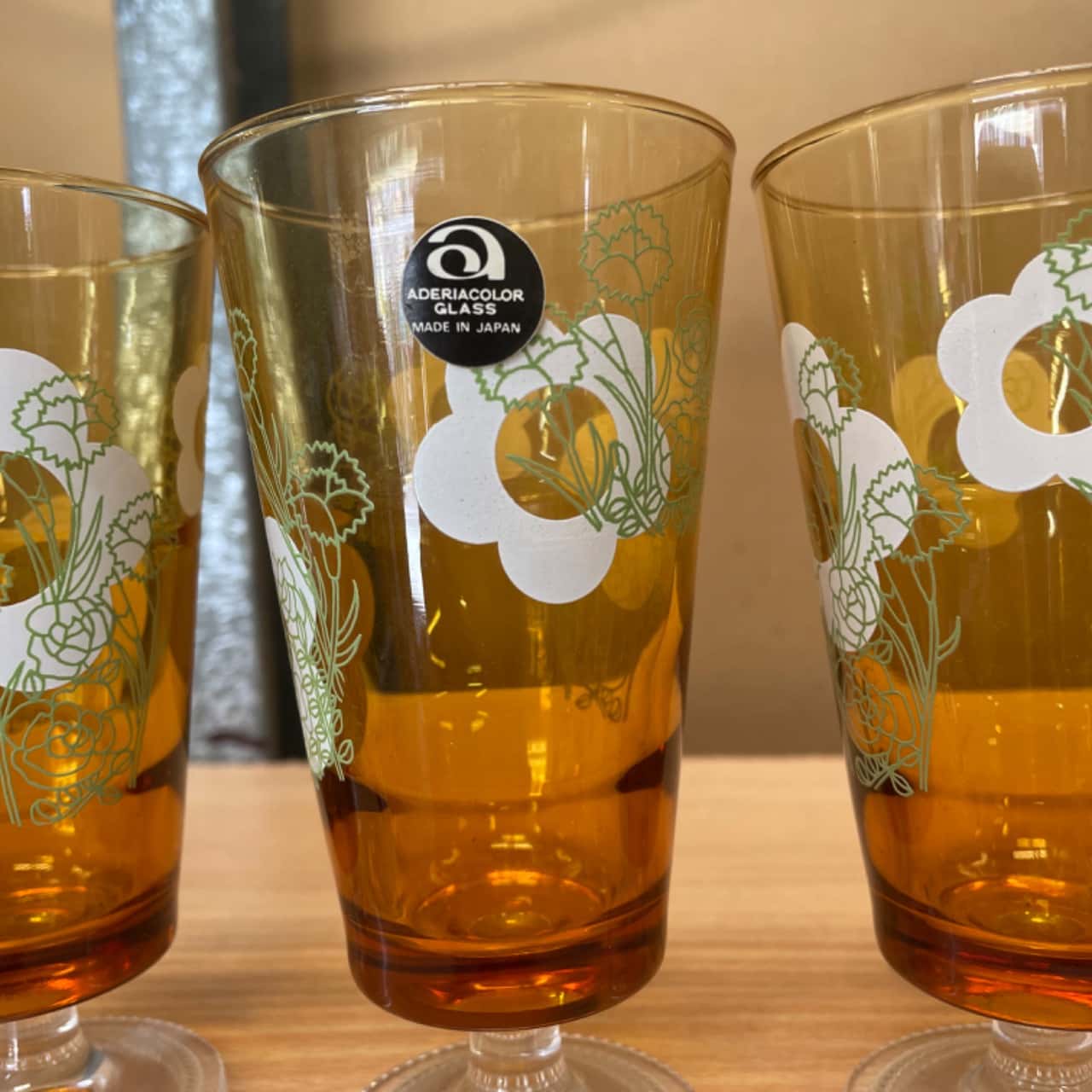 Aderiacolor Glass Made in Japan Glasses Set Of 5 Yellow / Floral