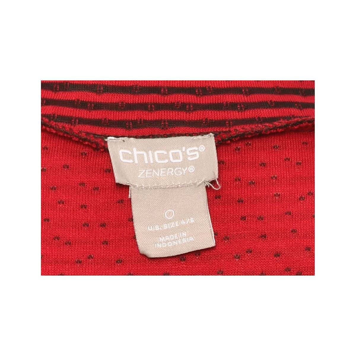 Chico’s Womens Size M Striped Red & Black Skivvy Top (s)