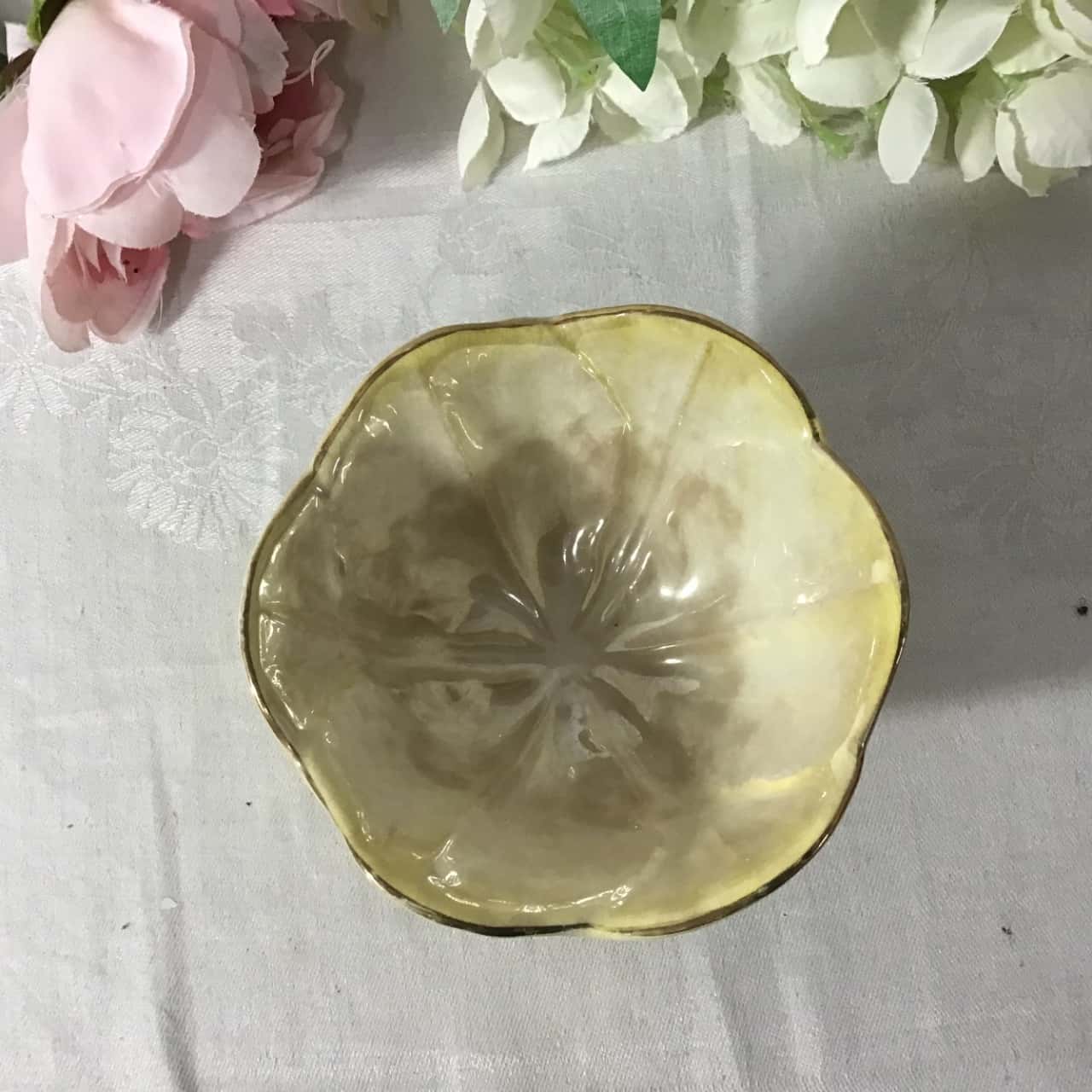 Vintage Maling Lustre Yellow Sundae Dessert Bowl