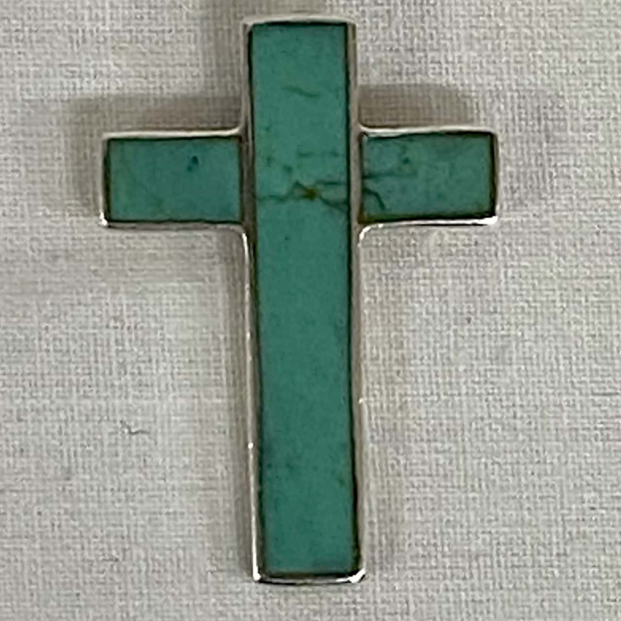 926 Silver Cross with Aqua Stone 3.5cm x 2.5cm(s)