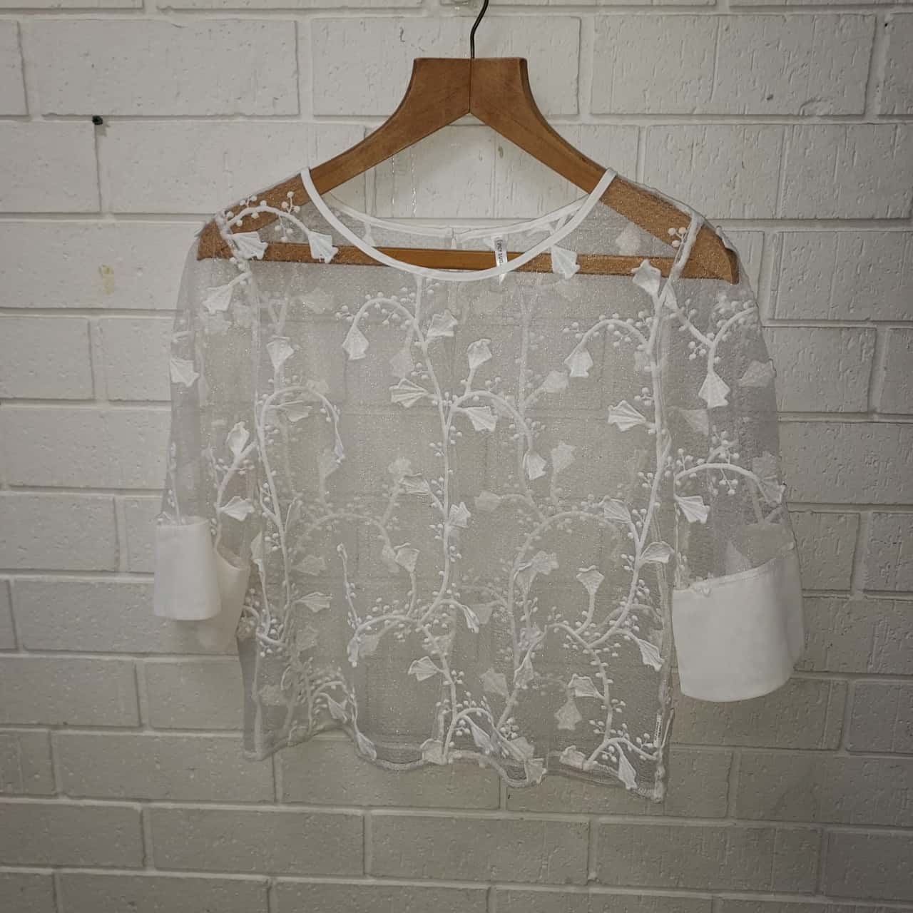 Spicy Sugar size 10 Transparent White Polyester Top Short Sleeve Women ...