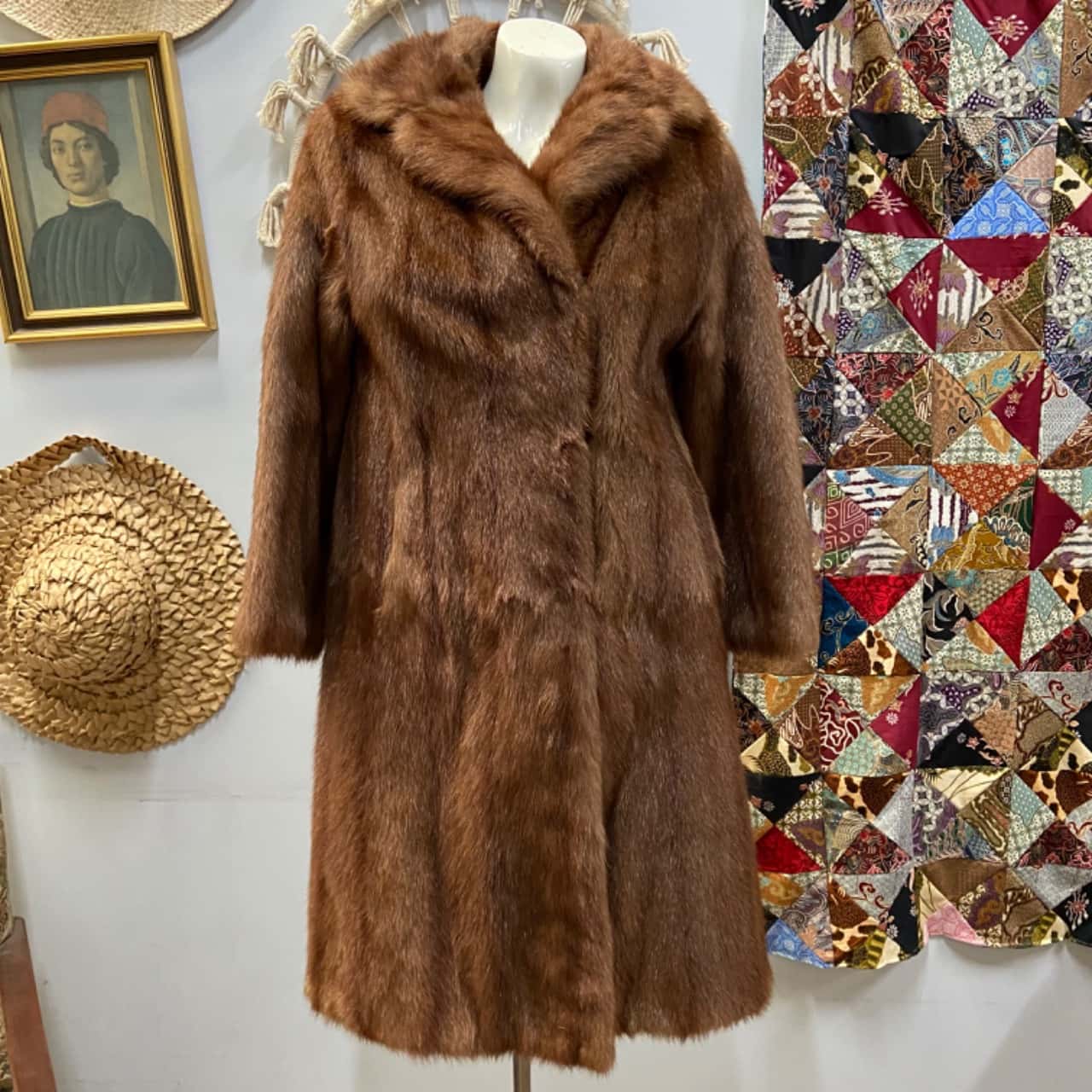 Vintage Fox Fur Long Line Coat Size 8-10 Fur Brown (s)
