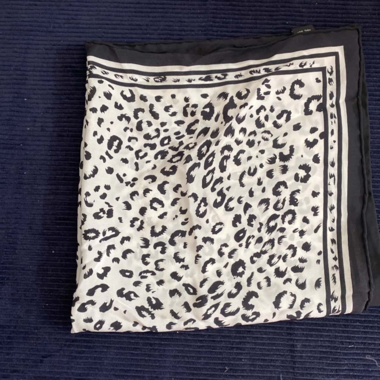 Black and white leopard print handkerchief