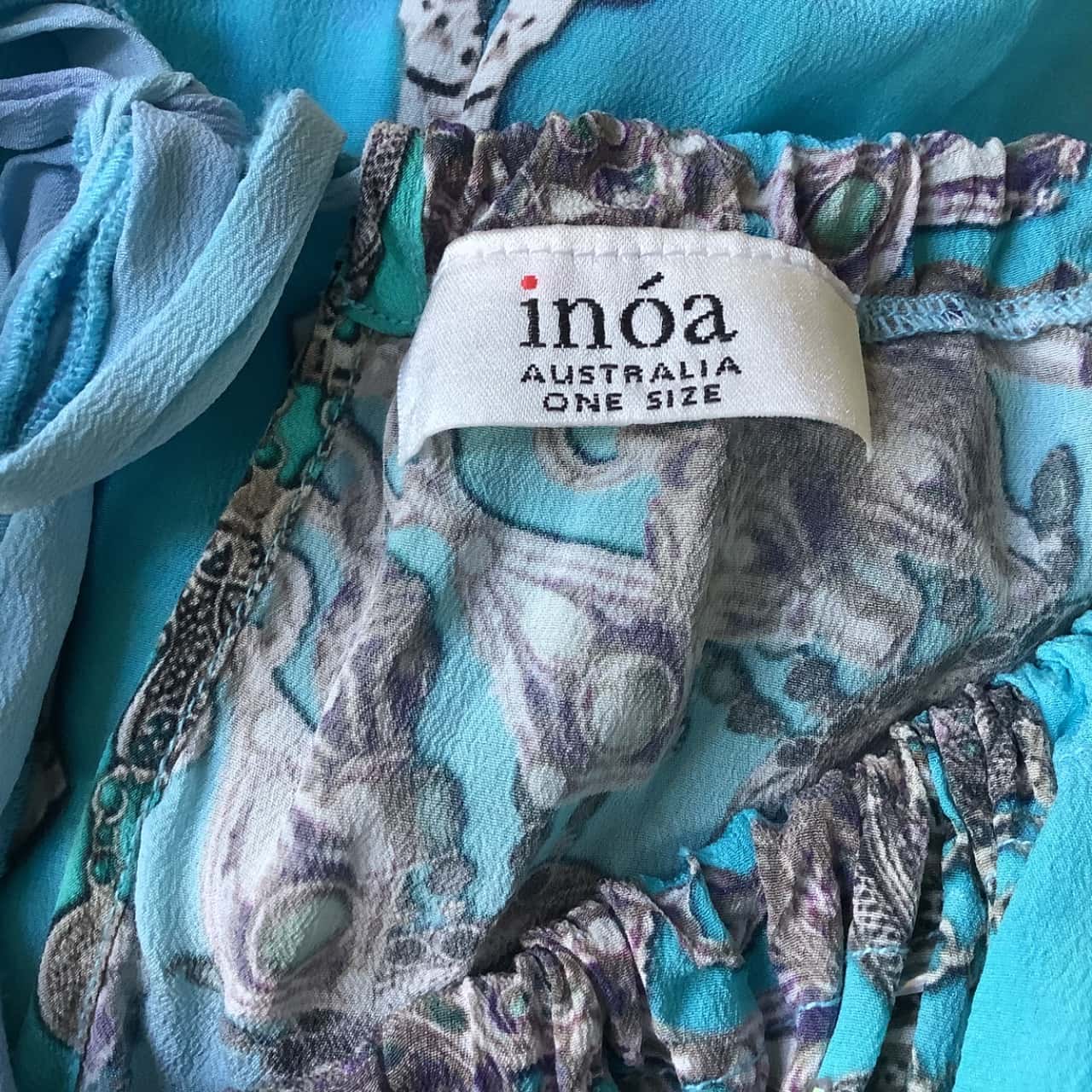 inoa. Luxury Designer Silk Resort Wear. One Size Maxi Dress Blue (s)