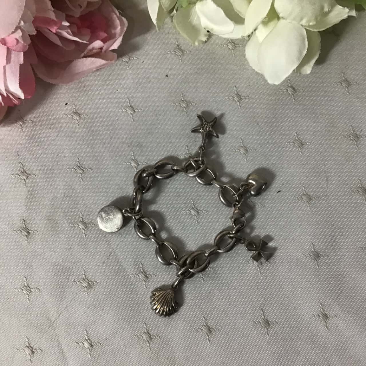 Womens 925 Silver Charm Bracelet with 5 Charms(s)