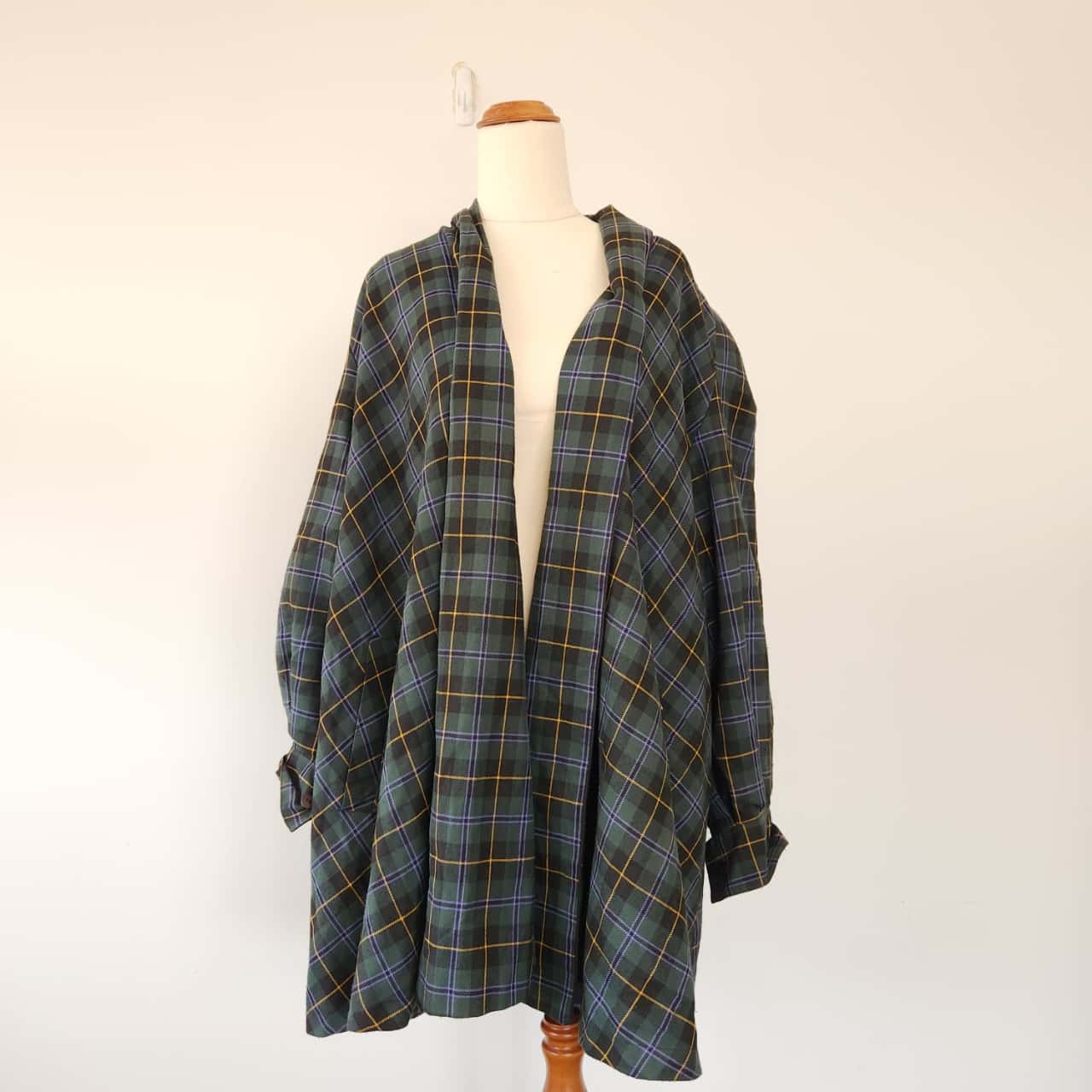 Vintage Nicole Earth Green Checked Coat Jacket Size 10/M