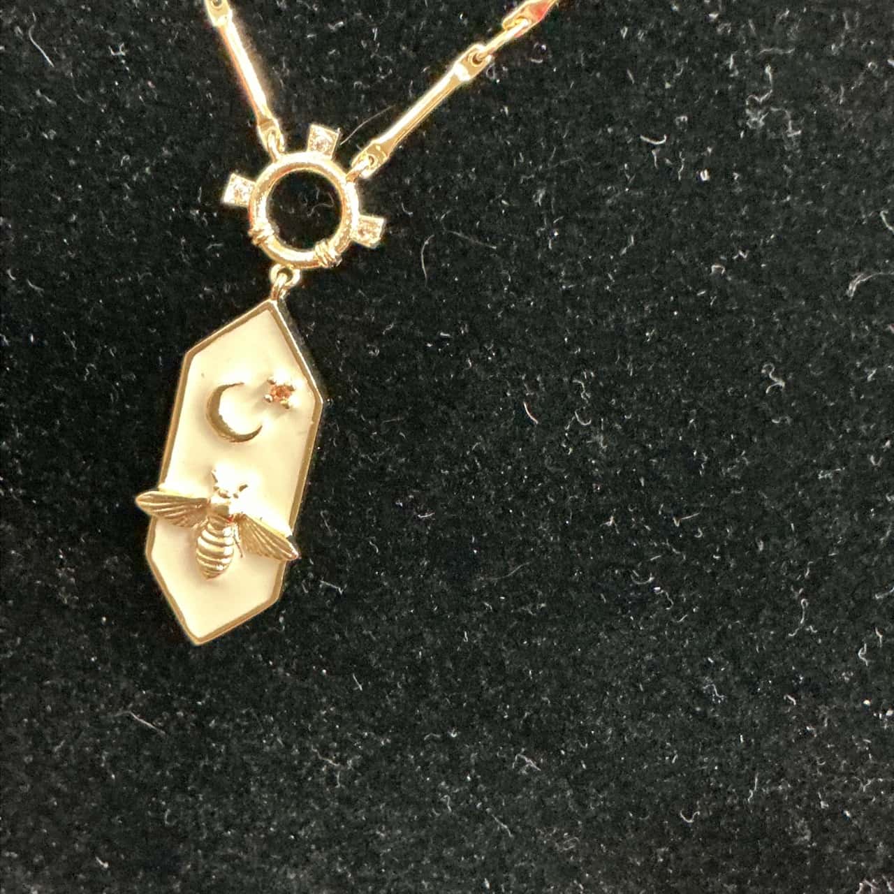 Wanderlust & Co Necklace Gold with Ivory Bee Pendant