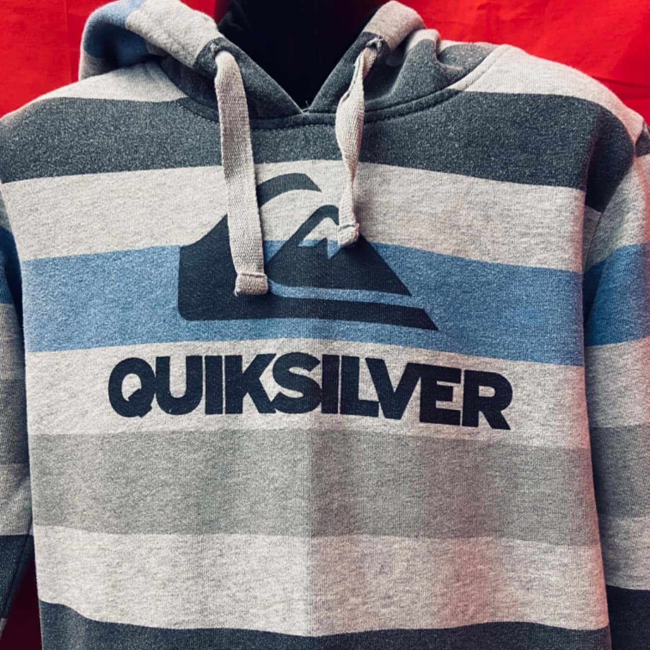 Quicksilver Kids Size 5 Hooded Sweater Blue / Grey / Striped (s)