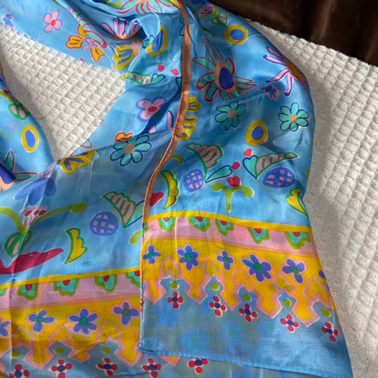 Ken Done Silk Scarf One Size Blue / Floral (s)